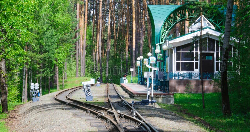 Railroad Station in a Forest Stock Image - Image of season, nature ...