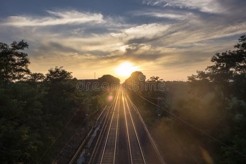 Railroad Sunset stock photo. Image of crossing, junction - 32325430