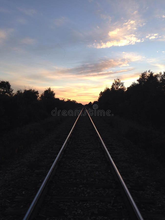 Railroad at Sunset in Canada Stock Photo - Image of quebec, september ...