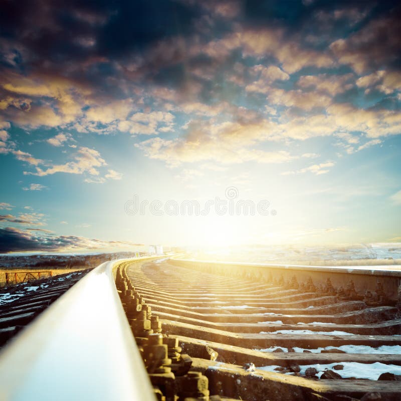 Railway to sunset stock photo. Image of abstract, railroad - 19592456