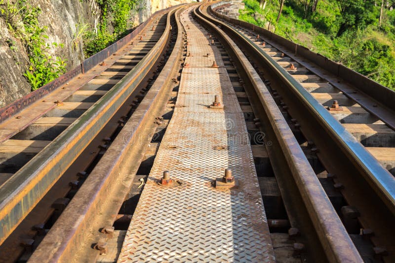 Railroad Track Curve Around a Bend in Thailand Stock Photo - Image of ...