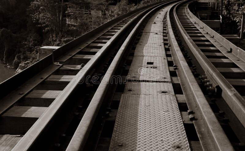 Railroad Track Curve Around a Bend in Thailand Stock Photo - Image of ...