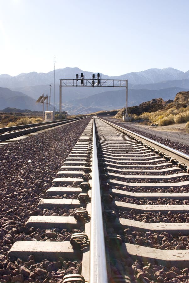 Railroad Track in the Desert Stock Image - Image of line, iron: 25455277