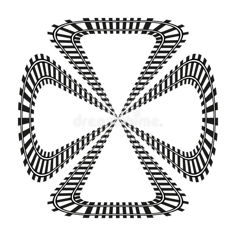 Railroad Track Element. Curved Rail Symbol. Perspective Loop Vector ...