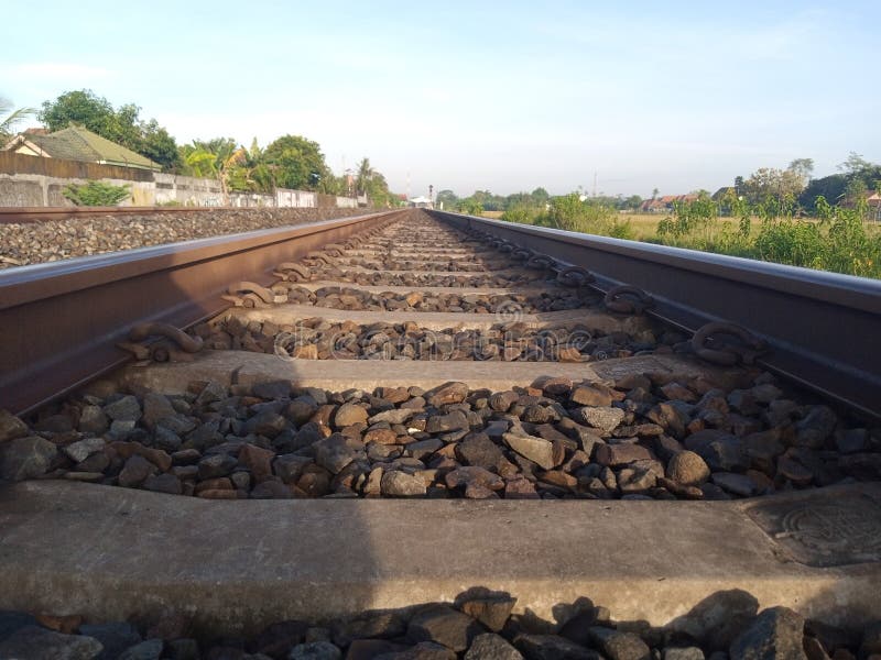 Railroad Track with Gravel Sleepers Stock Photo - Image of vehicle ...