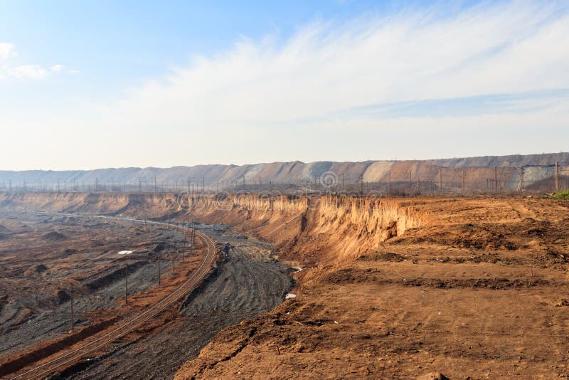 Railroad Track in Iron Ore Quarry Stock Image - Image of mountain ...
