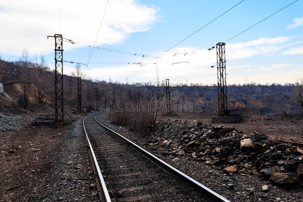 Railroad Track in Iron Ore Quarry Stock Photo - Image of journey, metal ...