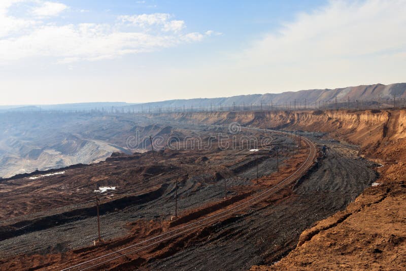 Railroad Track in Iron Ore Quarry Stock Image - Image of land, distance ...