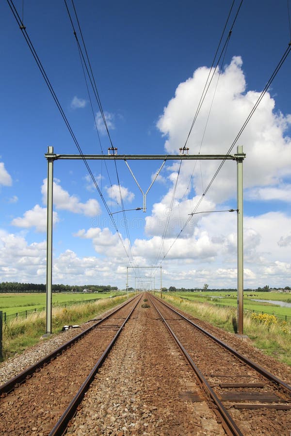 Railroad Track through the Low Land of the Zuidplaspolder Stock Image ...