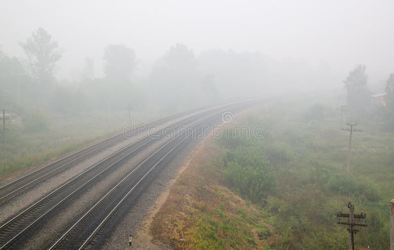 Train is coming stock photo. Image of wood, mist, dusk - 37419850