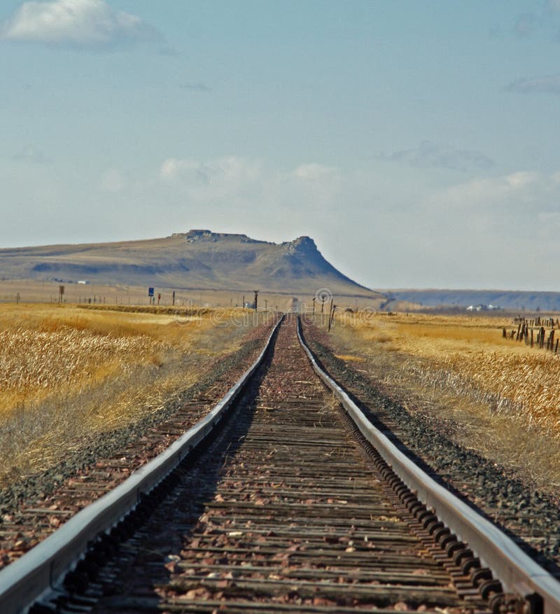 Railroad Track on the Prairie Stock Image - Image of flatland, track ...