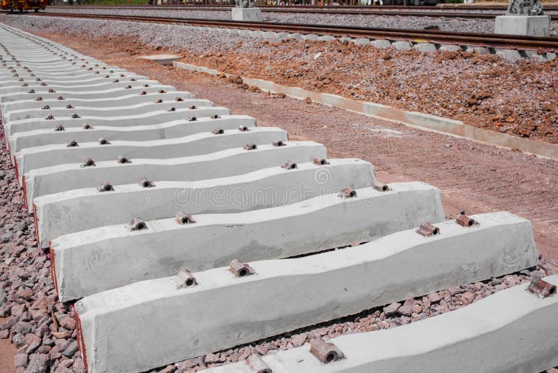 Railroad Track in Railway for Train, Construction Site Stock Image ...