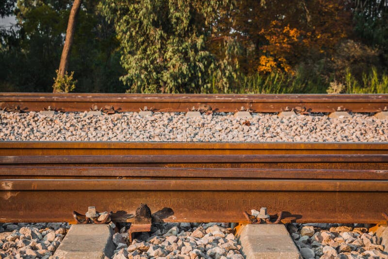 Railroad Track in a Rural Area in the Afternoon Stock Image - Image of ...