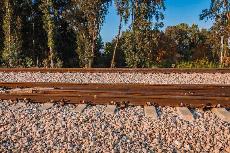 Railroad Track in a Rural Area in the Afternoon Stock Photo - Image of ...