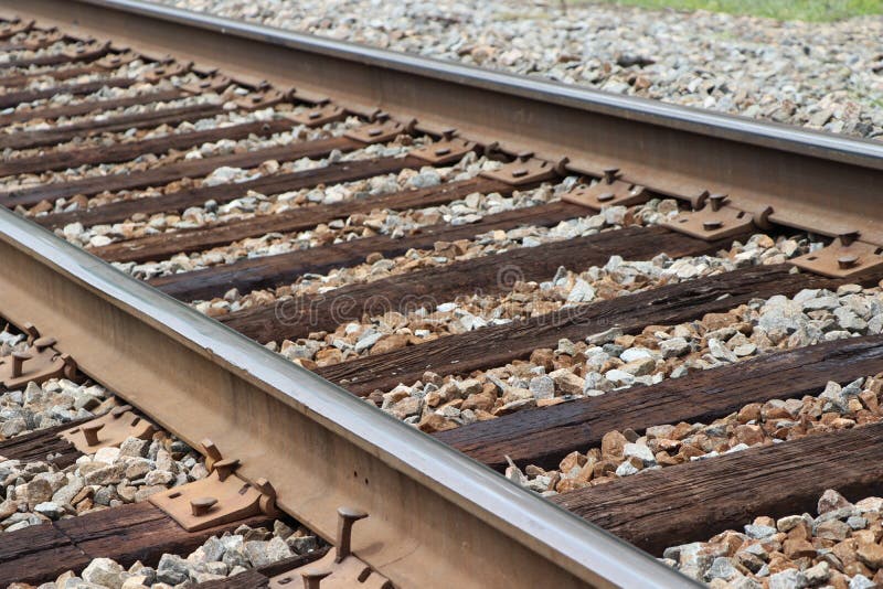 Railroad track side view stock image. Image of silver - 250289929