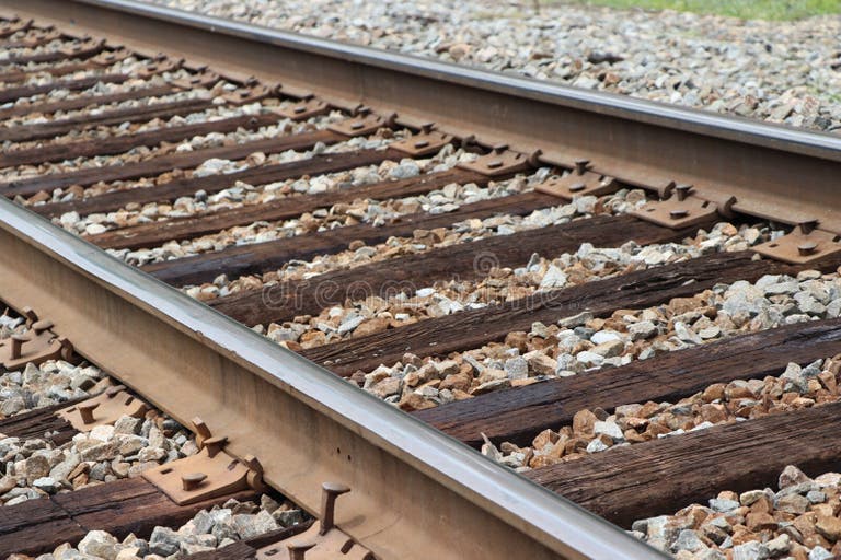 Railroad track side view stock image. Image of silver - 250289929