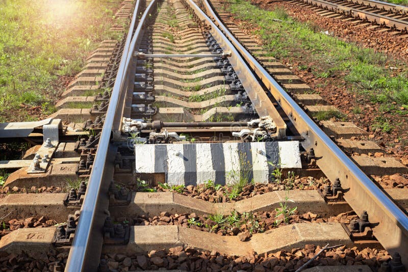 Railroad Track Switches at Railway Junction Stock Photo - Image of ...