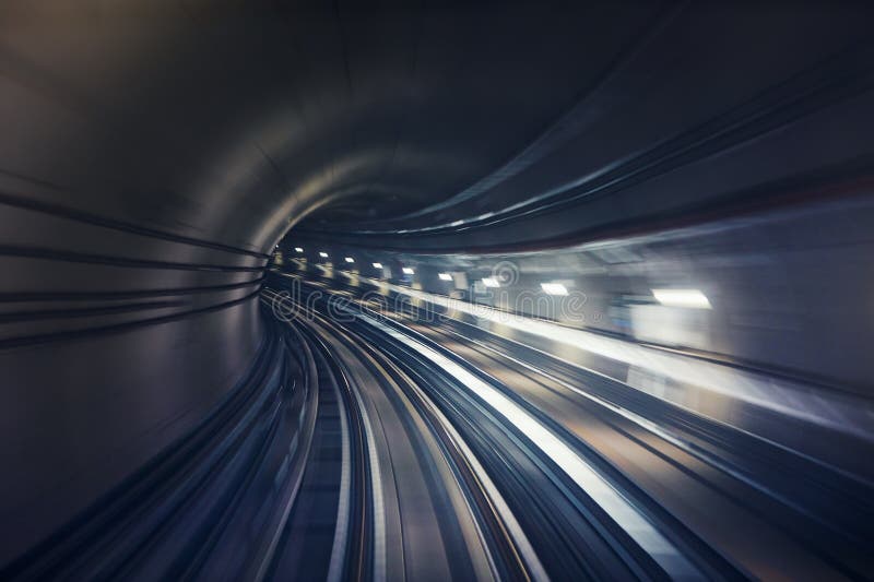 Railroad Track in Underground Tunnel Stock Photo - Image of point, fast ...