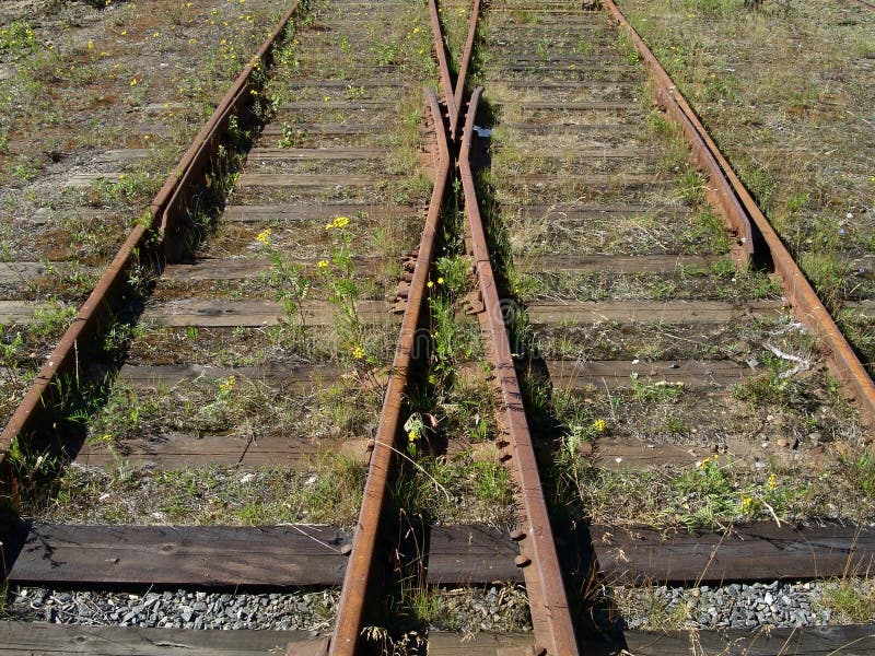 Rusty old railroad tracks stock image. Image of transportation - 188718437