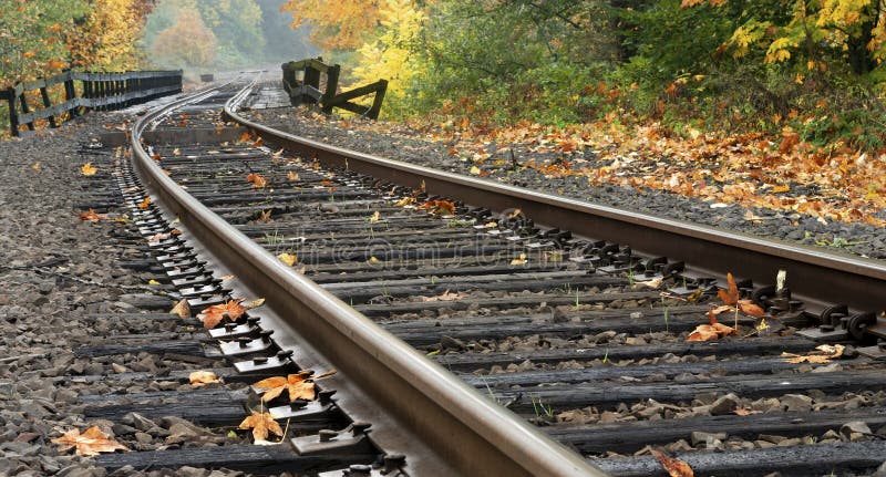 Railroad Tracks during Autumn Stock Photo - Image of perspective ...