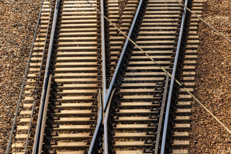 Railroad Tracks . Background or Texture Stock Photo - Image of yellow ...