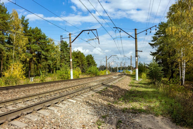 Railroad Tracks in a Beautiful Area Stock Image - Image of outdoor ...