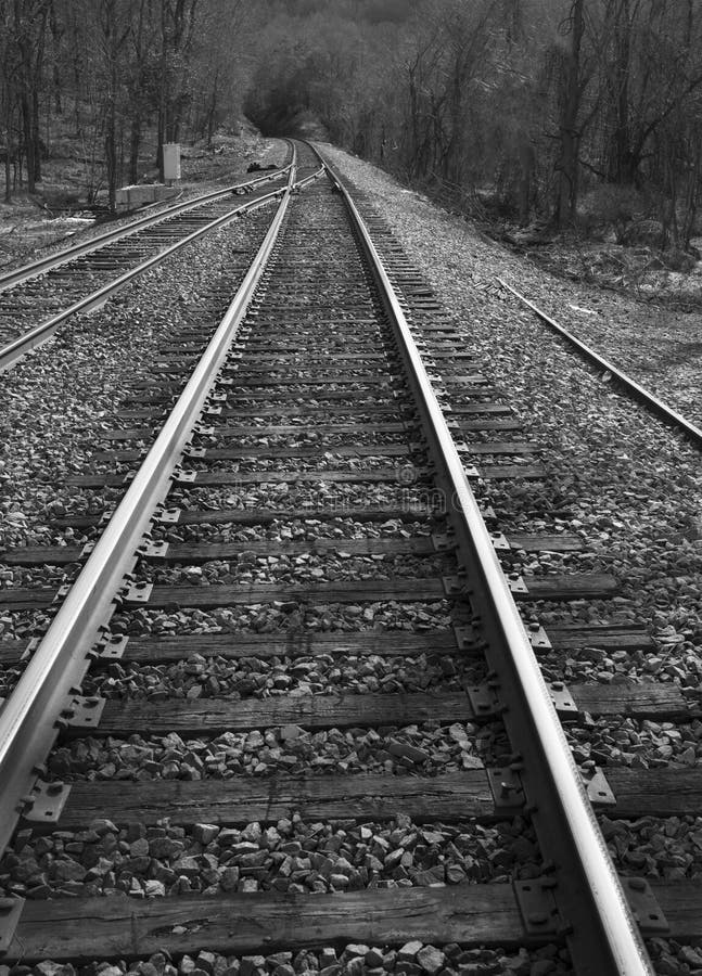 Railroad Tracks Black and White Stock Photo - Image of track ...