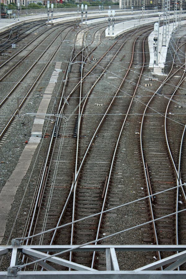 Railroad Tracks and Catenary Stock Image - Image of railroader ...