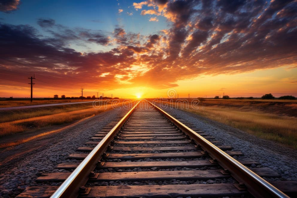 Railroad Tracks Converging on the Horizon Stock Image - Image of view ...
