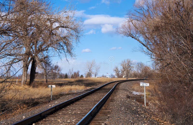 Railroad Tracks Curving To the Right Stock Image - Image of prairie ...