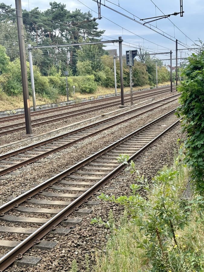 Empty Railway Tracks or Railroad Stock Photo - Image of waterway ...