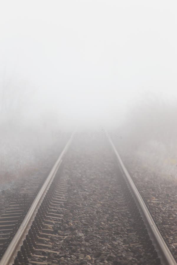 Railroad tracks in the fog stock photo. Image of track - 49011128