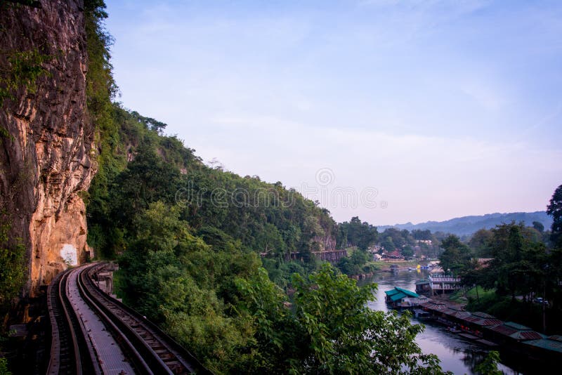 Railroad Tracks through a Forest, Mountain and Countryside, Thailand ...