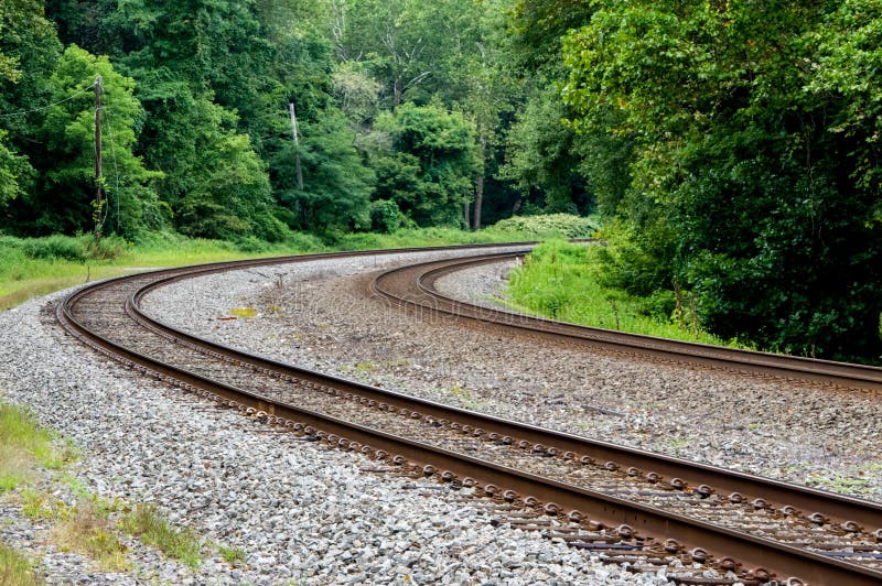 Railroad Tracks in the Forest Stock Photo - Image of stones, tracks ...