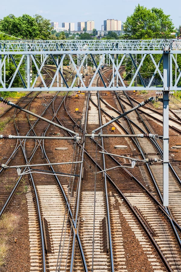 Railroad tracks stock photo. Image of electric, city - 56593612