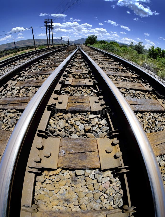 Railroad Tracks Leading into the Horizon Rails Iron Transportation ...