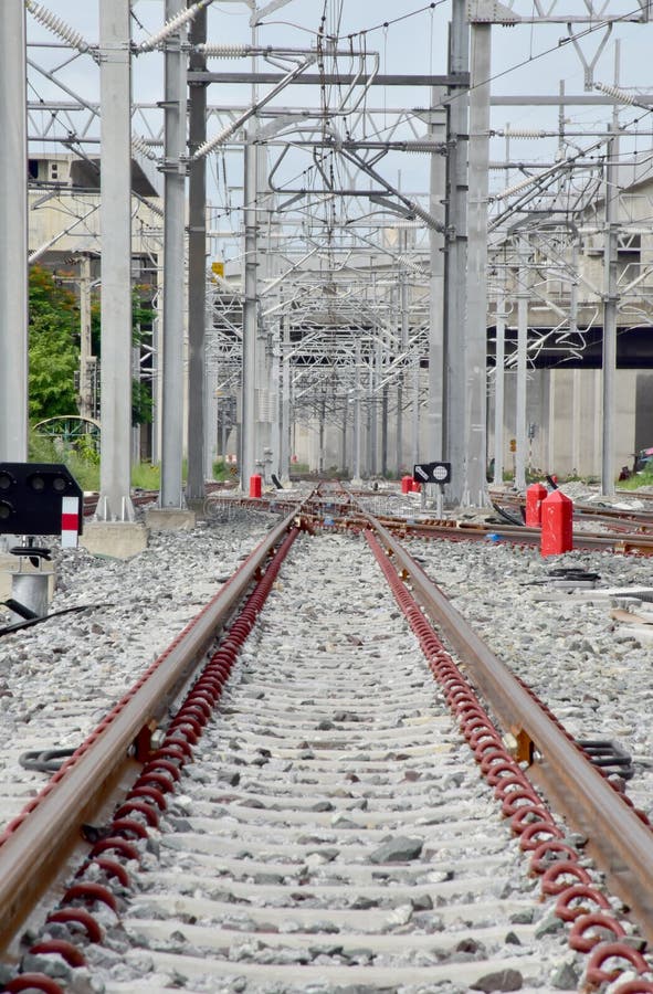 The Railroad Tracks Let the Train Run through with Nature Background ...