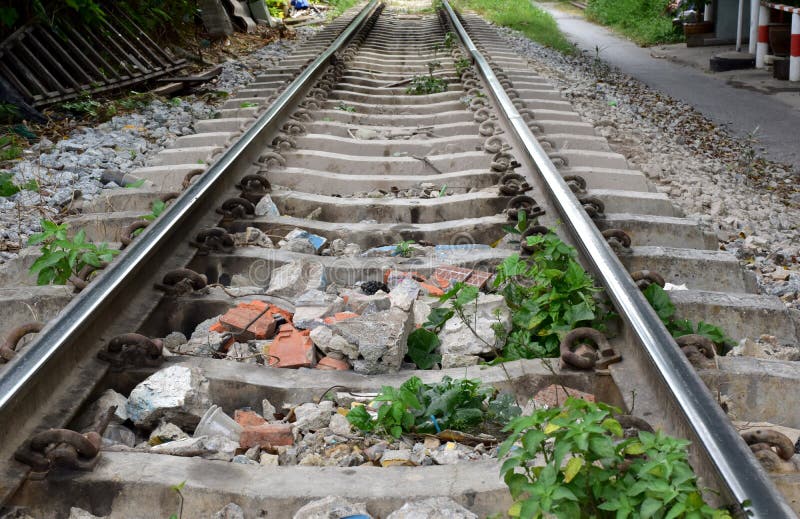 The Railroad Tracks Let the Train Run through with Nature Background ...