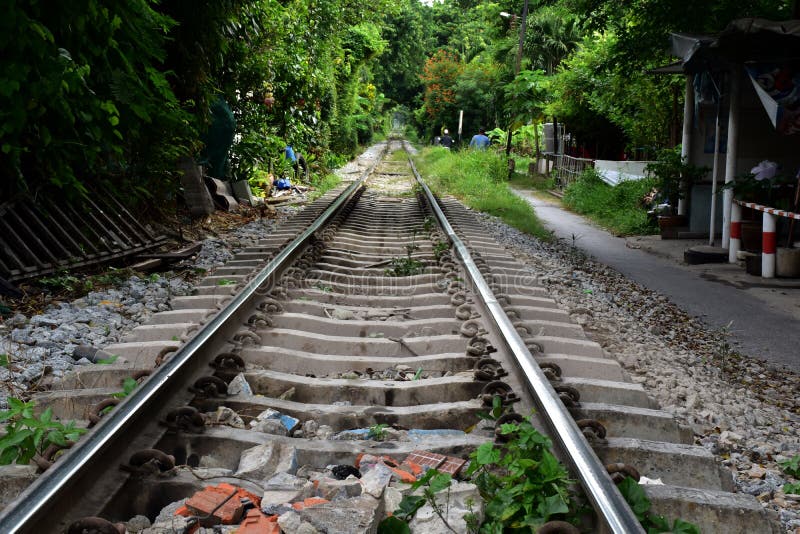 The Railroad Tracks Let the Train Run through with Nature Background ...