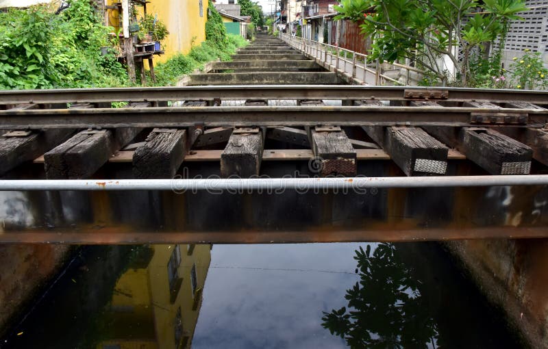 The Railroad Tracks Let the Train Run through with Nature Background ...