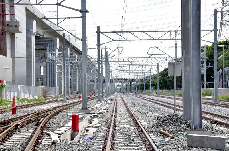 The Railroad Tracks Let the Train Run through with Nature Background ...