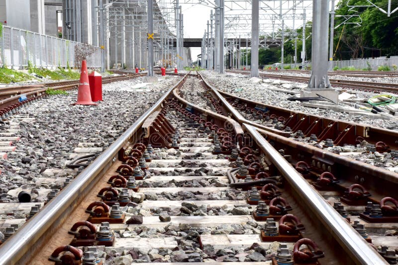 The Railroad Tracks Let the Train Run through with Nature Background ...