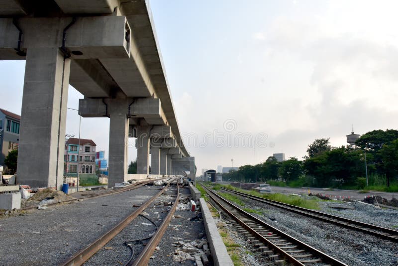 The Railroad Tracks Let the Train Run through with Nature Background ...