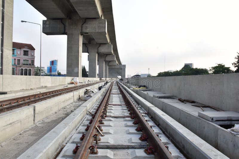 The Railroad Tracks Let the Train Run through with Nature Background ...