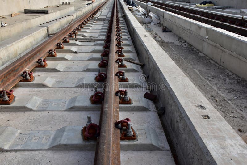 The Railroad Tracks Let the Train Run through with Nature Background ...