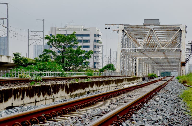 The Railroad Tracks Let the Train Run through with Nature Background ...