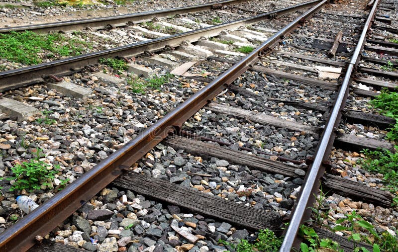 The Railroad Tracks Let the Train Run through with Nature Background ...