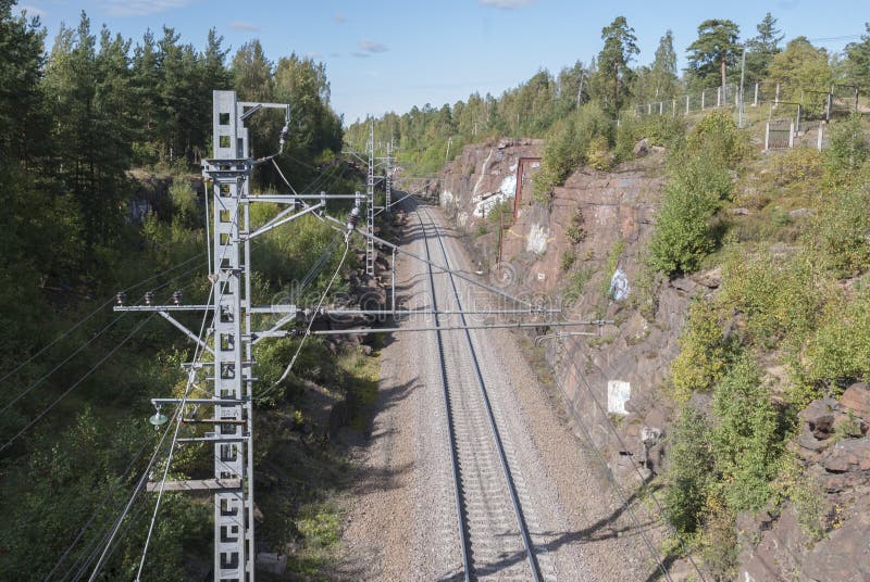 Railroad Tracks Located among the Rocks Stock Image - Image of ...