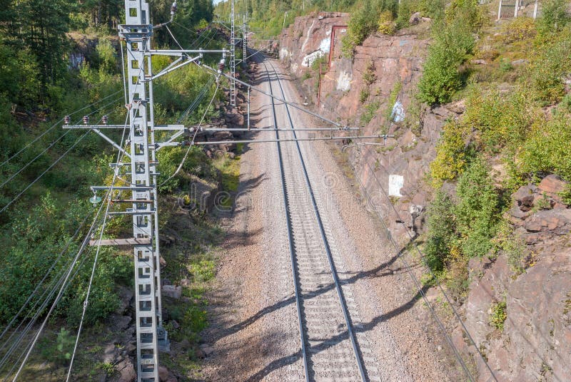 Railroad Tracks Located among the Rocks Stock Photo - Image of line ...