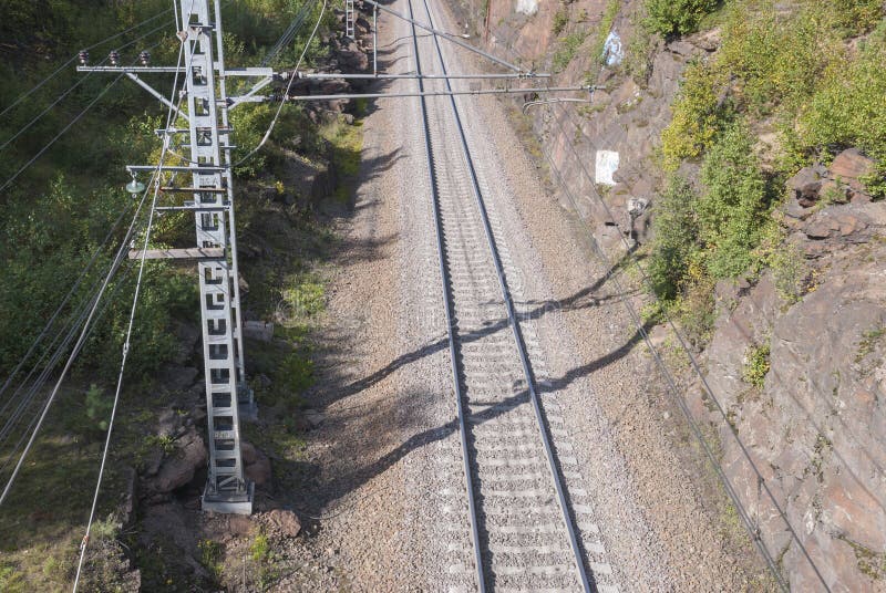 Railroad Tracks Located among the Rocks Stock Photo - Image of scene ...